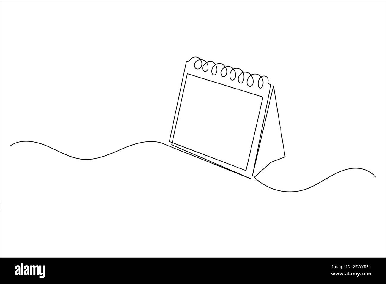 Table calendar one line drawing and isolated continuous outline ...