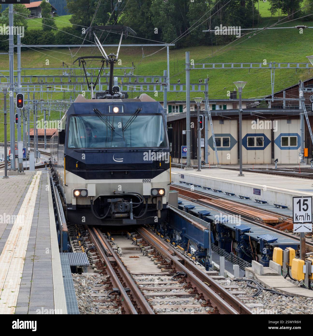 Montreux Berner Oberland Bahn ABB Ge 4/4 8002 about to passing through ...