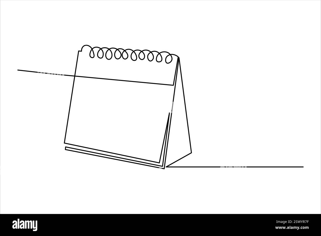 Table calendar one line drawing and isolated continuous outline ...