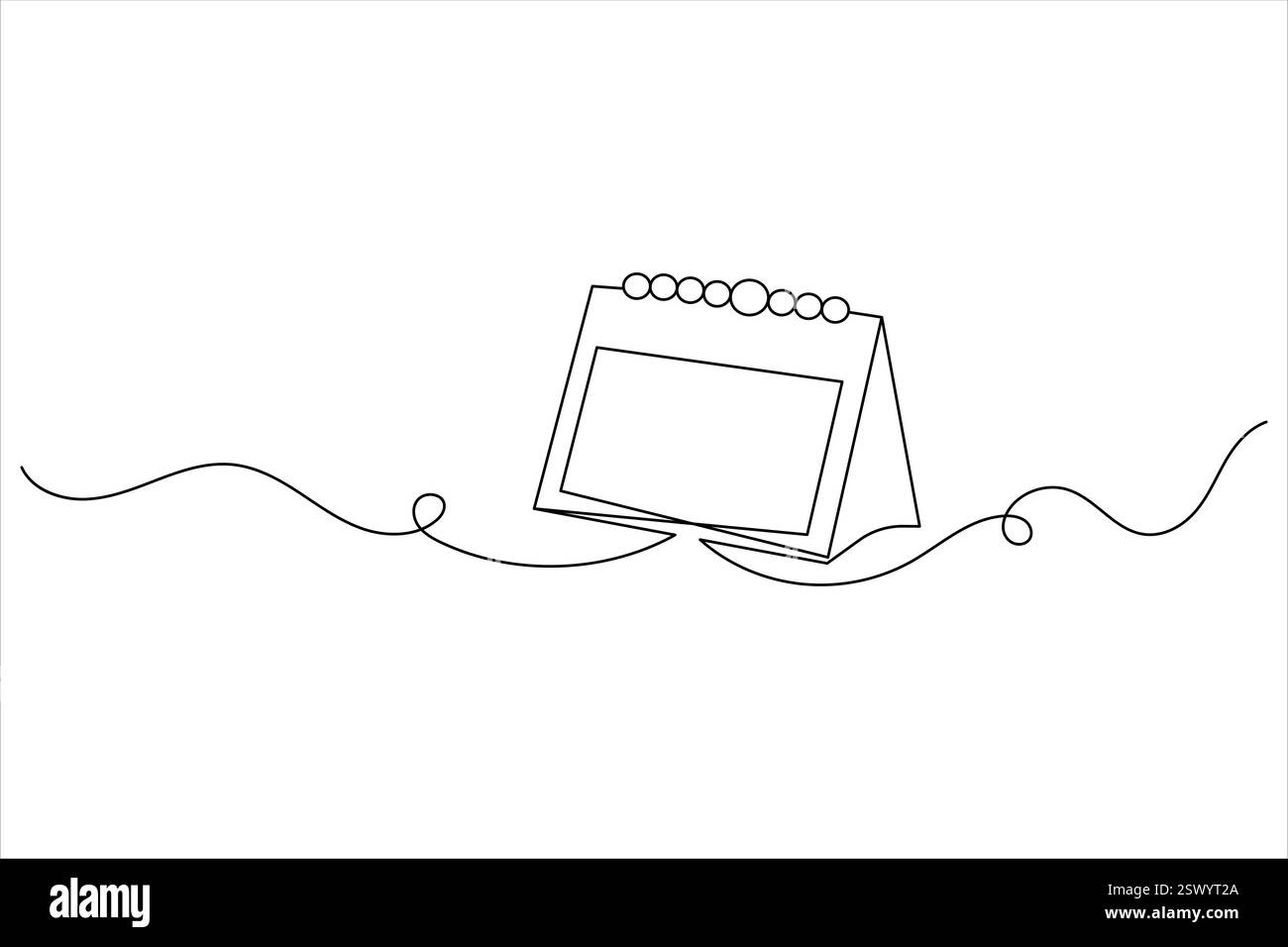 Table calendar one line drawing and isolated continuous outline ...