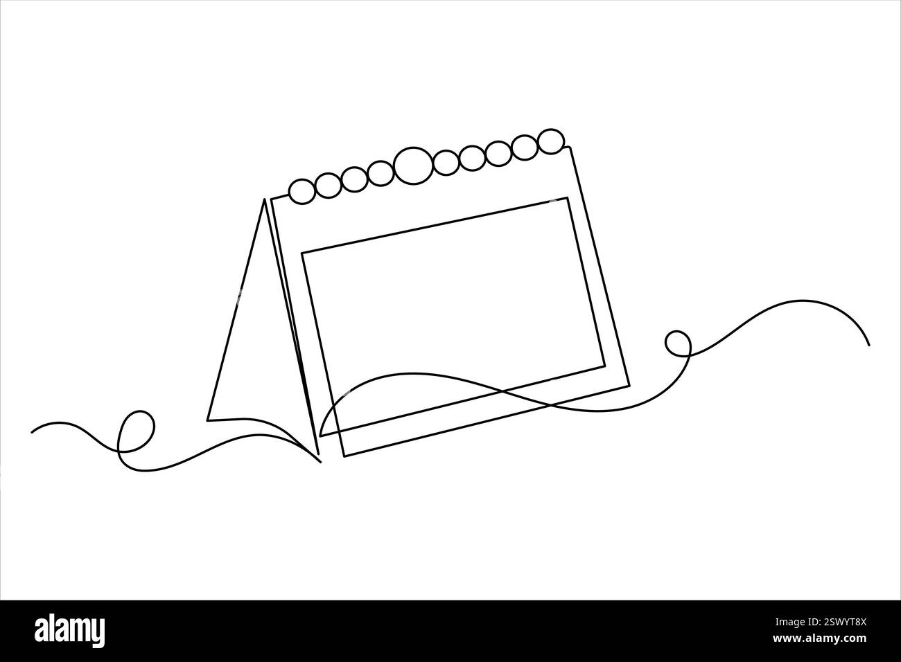 Table calendar one line drawing and isolated continuous outline ...