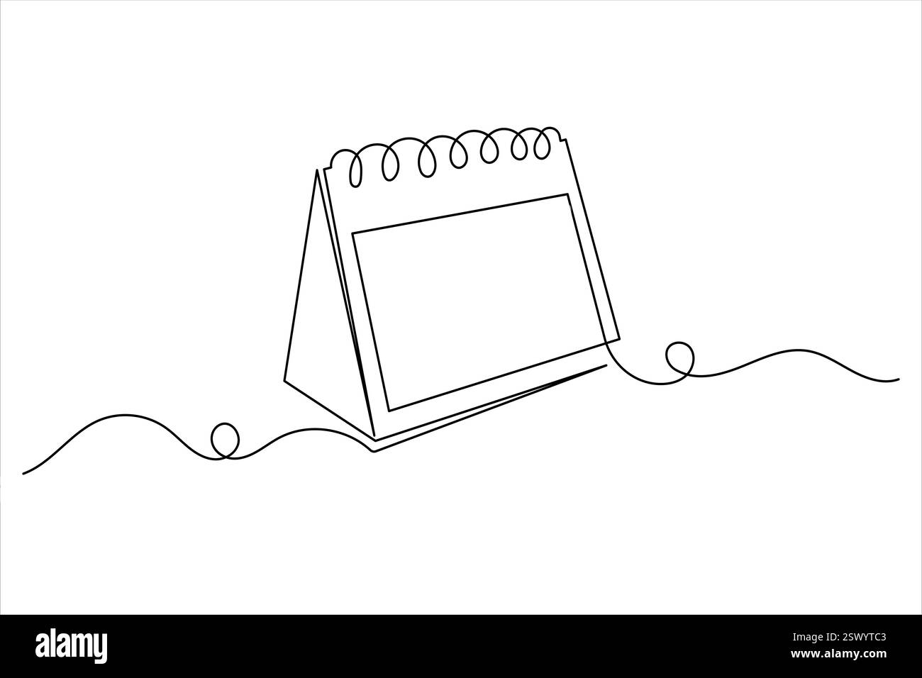 Table calendar one line drawing and isolated continuous outline ...