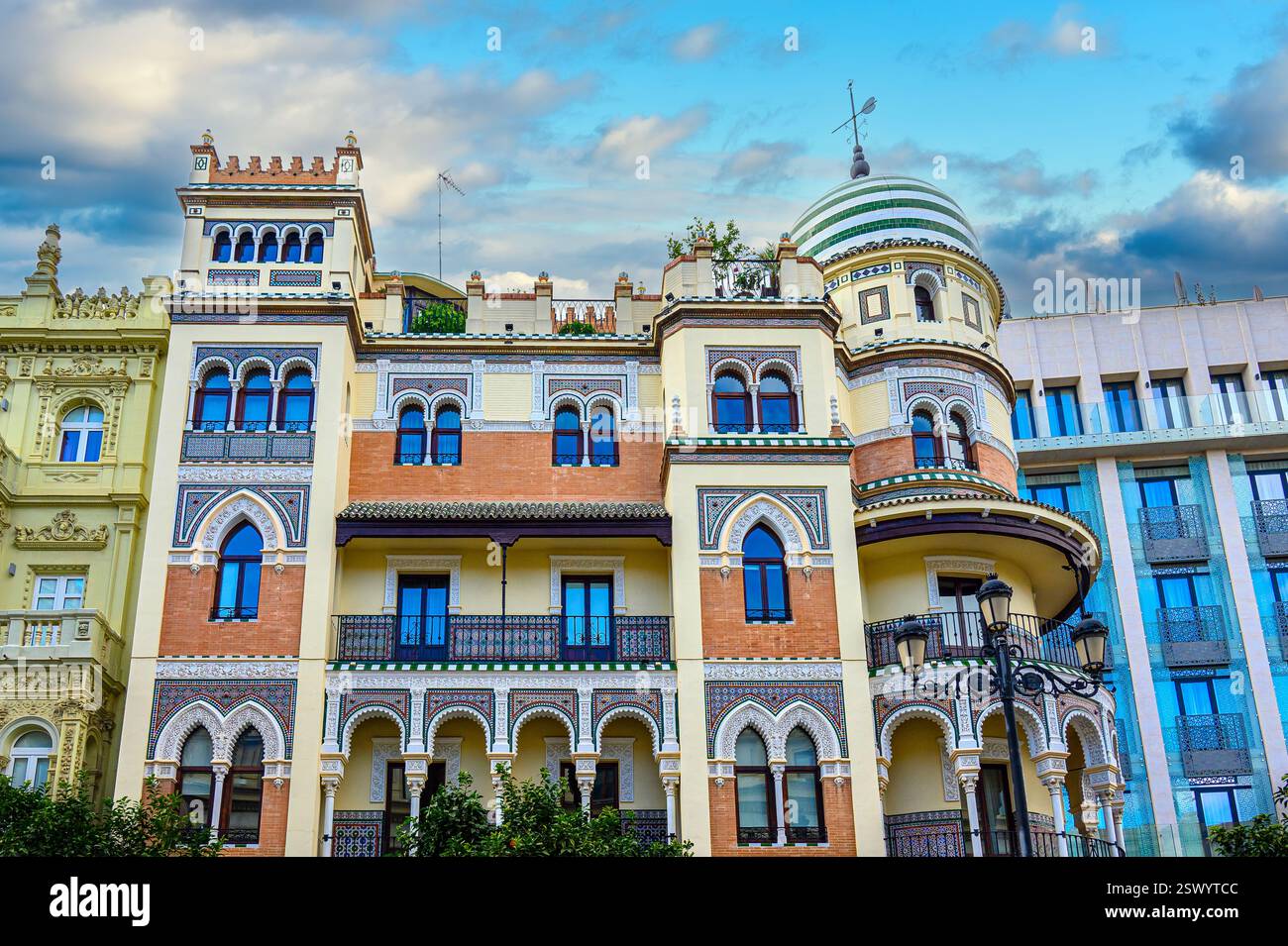 Facade of the landmark building La Adriatica, Seville, Spain Stock ...