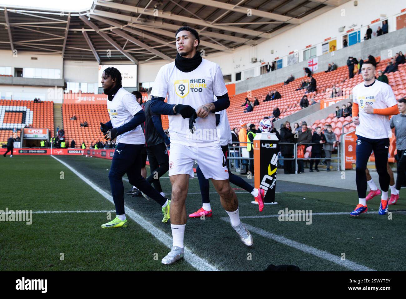 Blackpool, UK. 22nd Feb, 2025. Jordan Lawrence-Gabriel of Blackpool ...
