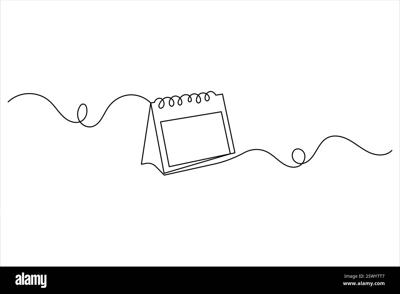 Table calendar one line drawing and isolated continuous outline ...