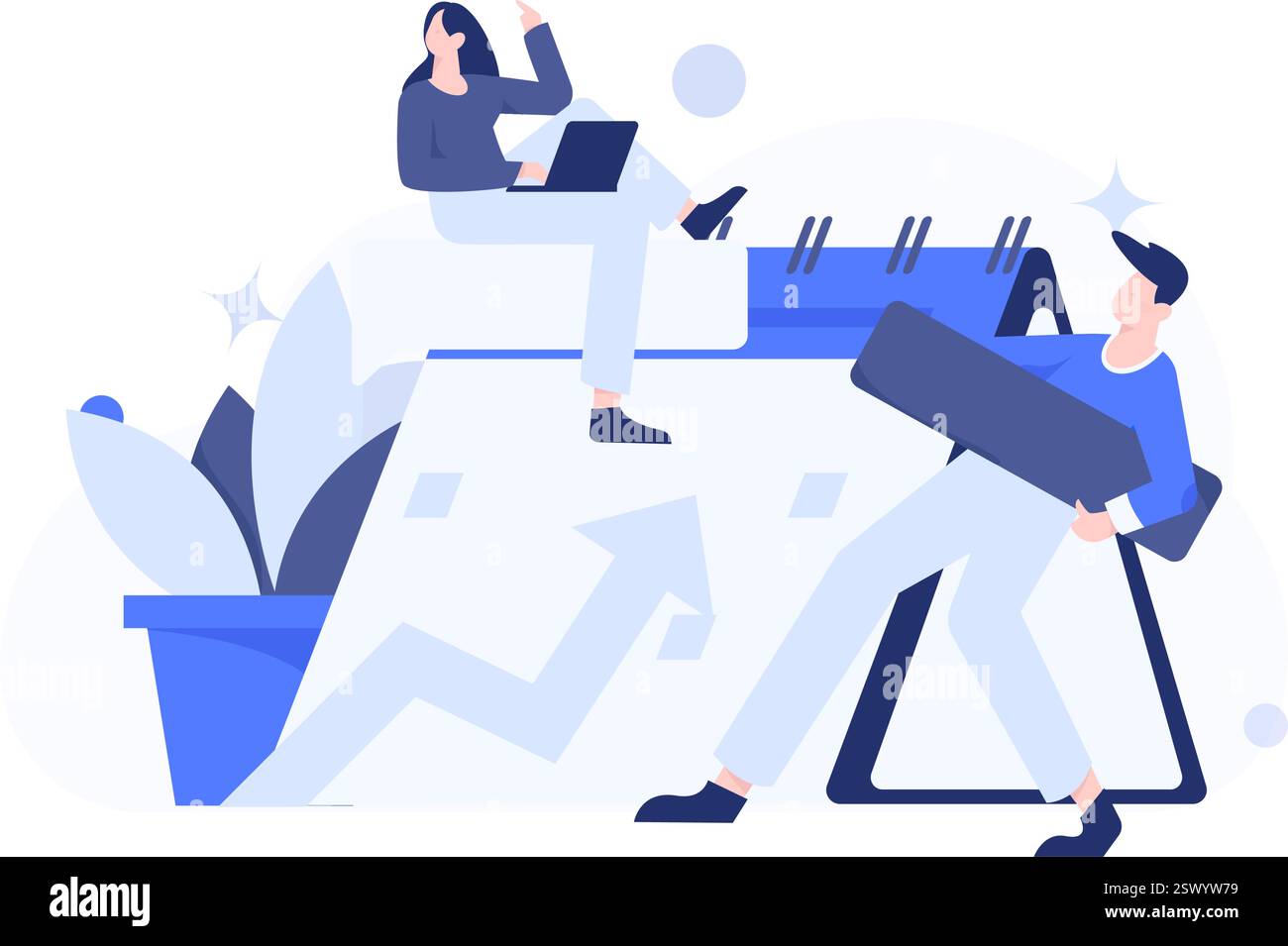 Marketing planning business characters flat vector concept operation ...