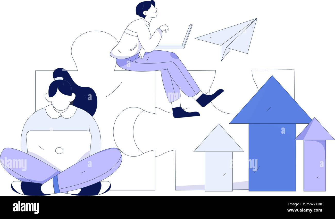 Marketing planning business characters flat vector concept operation ...