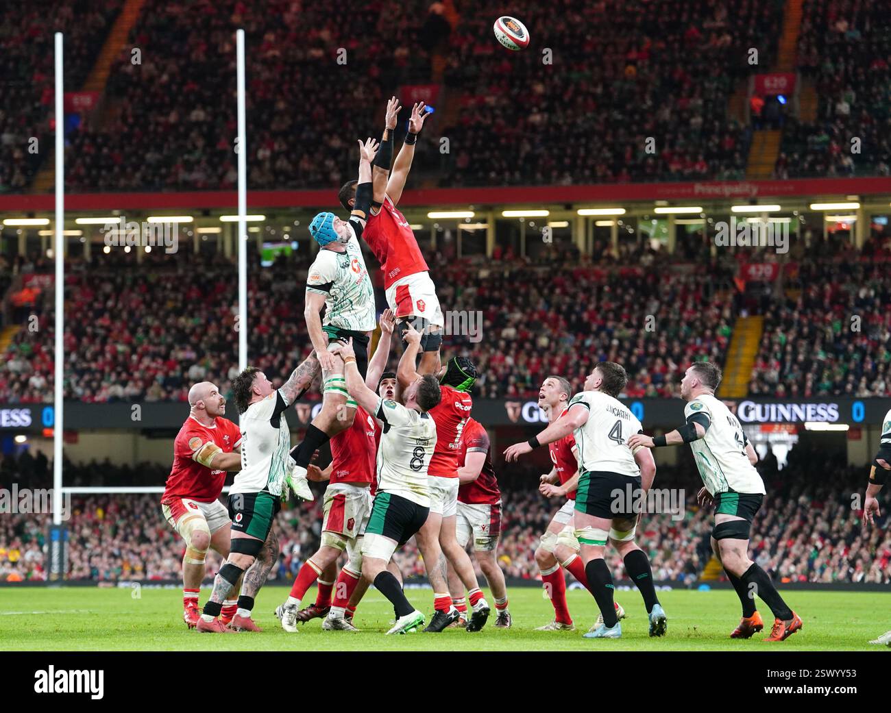 Wales' Taulupe Faletau wins a line-out during the Guinness Men's Six ...