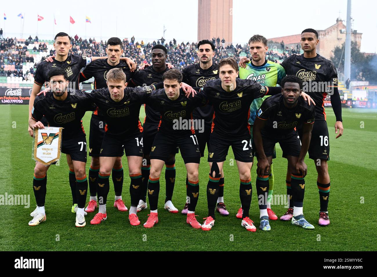 Venice, Italy. 22nd Feb, 2025. Venezia F.C. players are posing for a ...