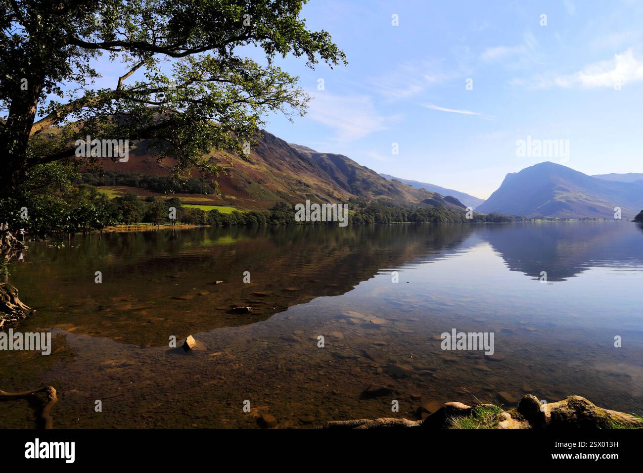 Reflections of the Buttermere Fells in Buttermere, Lake District ...