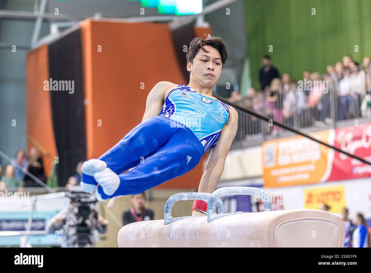 Cottbus, Germany. 22nd Feb, 2025. Gymnastics: World Cup, men's pommel ...