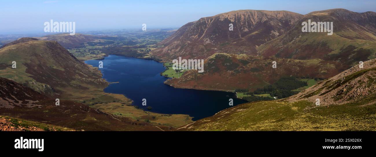 Autumn view over Crummock Water from Red Pike fell, Lake District ...