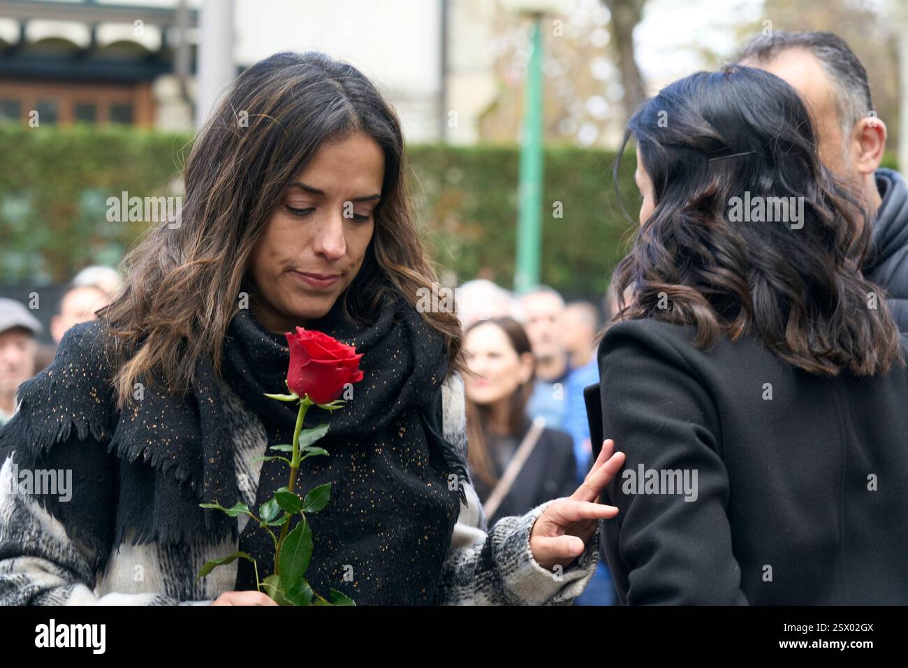 The daughter of Fernando Buesa, Sara Buesa, during the wreath laying on ...