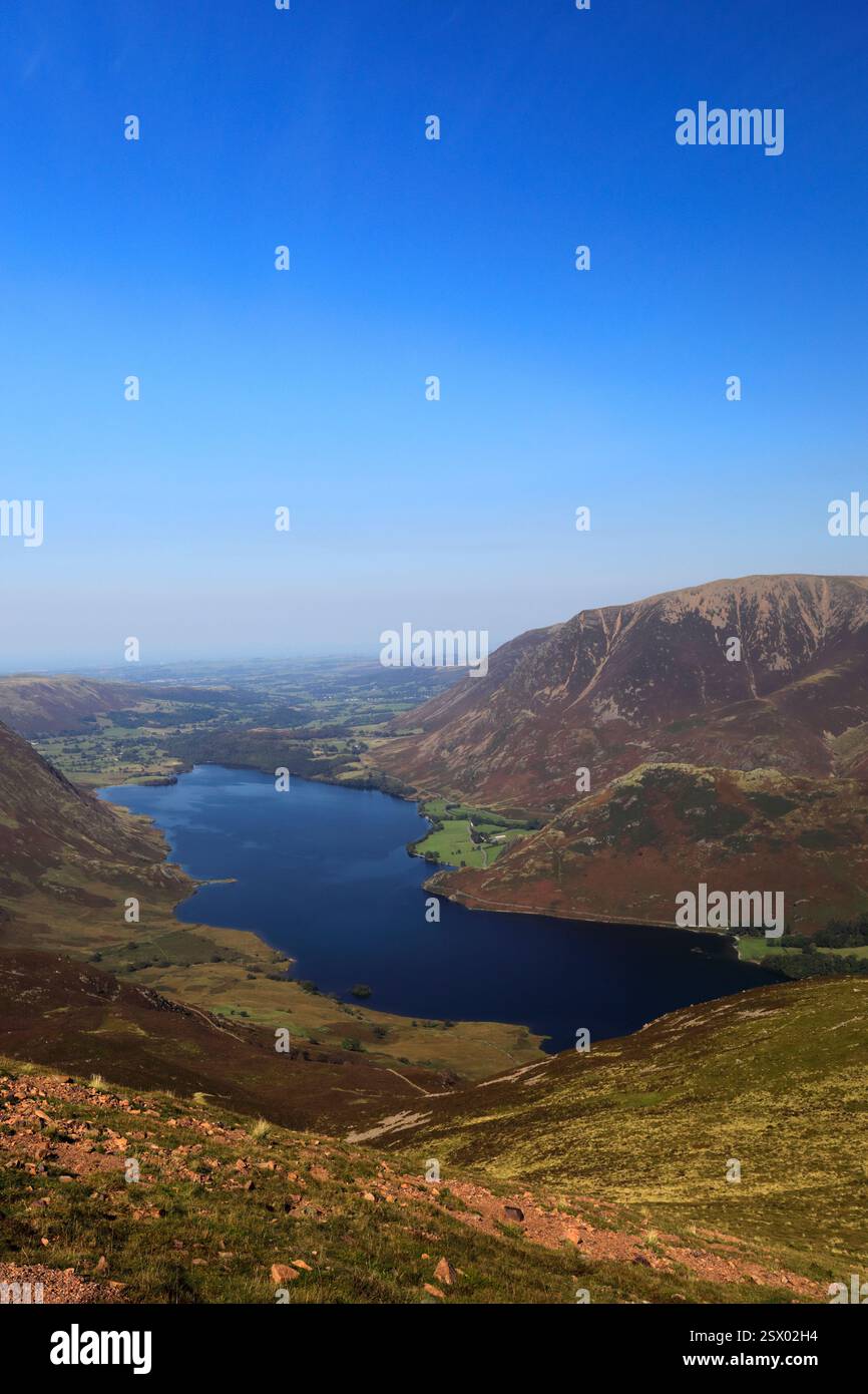 Autumn view over Crummock Water from Red Pike fell, Lake District ...