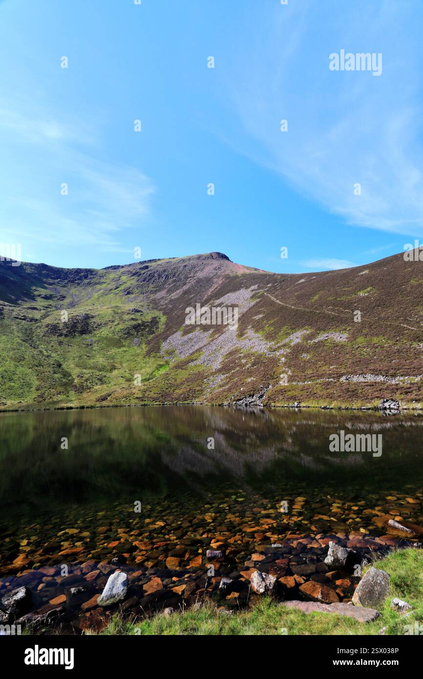 Summer view over Bleaberry Tarn and Red Pike fell, above Buttermere ...