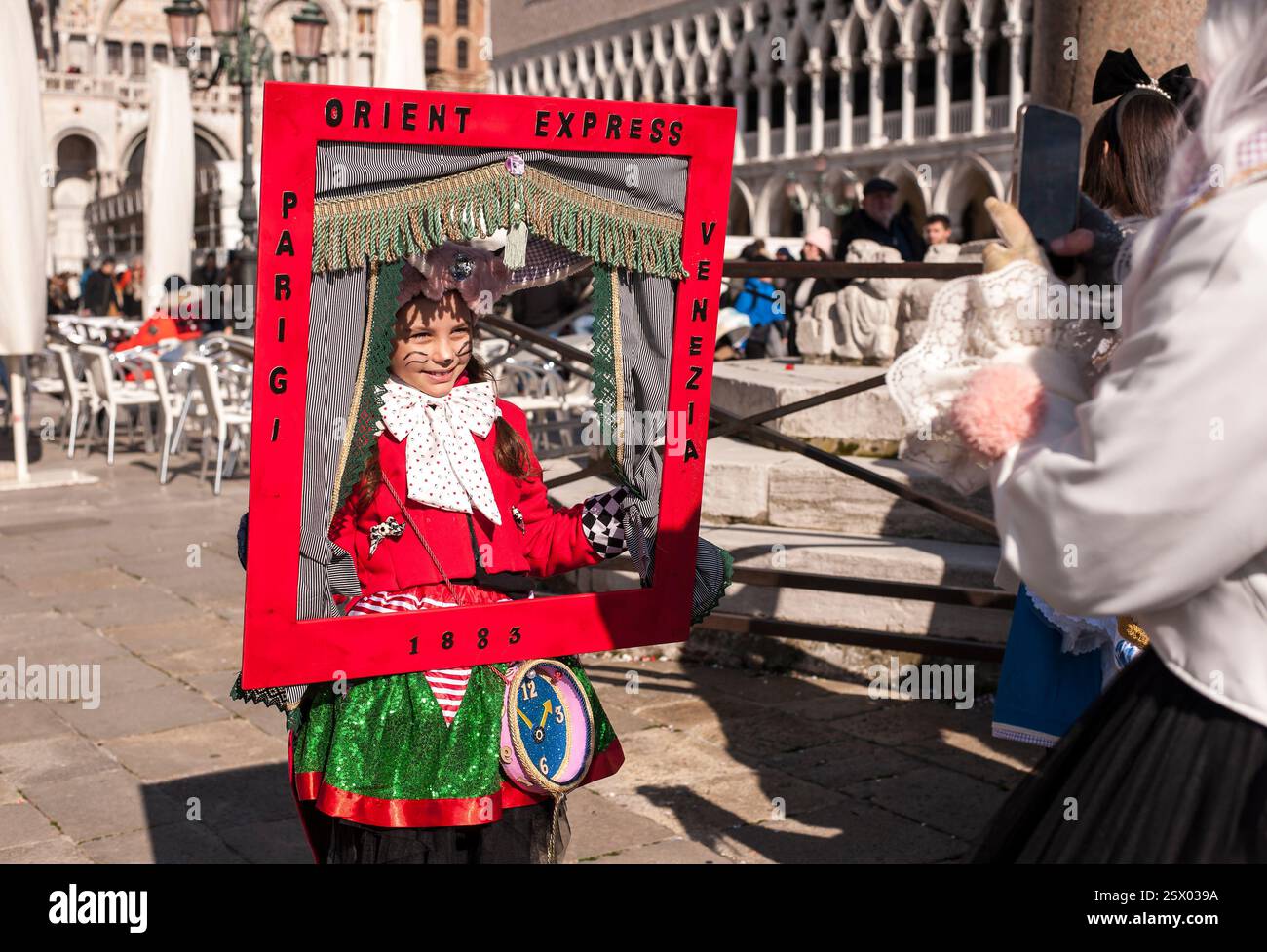 Masked girl during the carnival in Venice theme Orient Express Stock ...