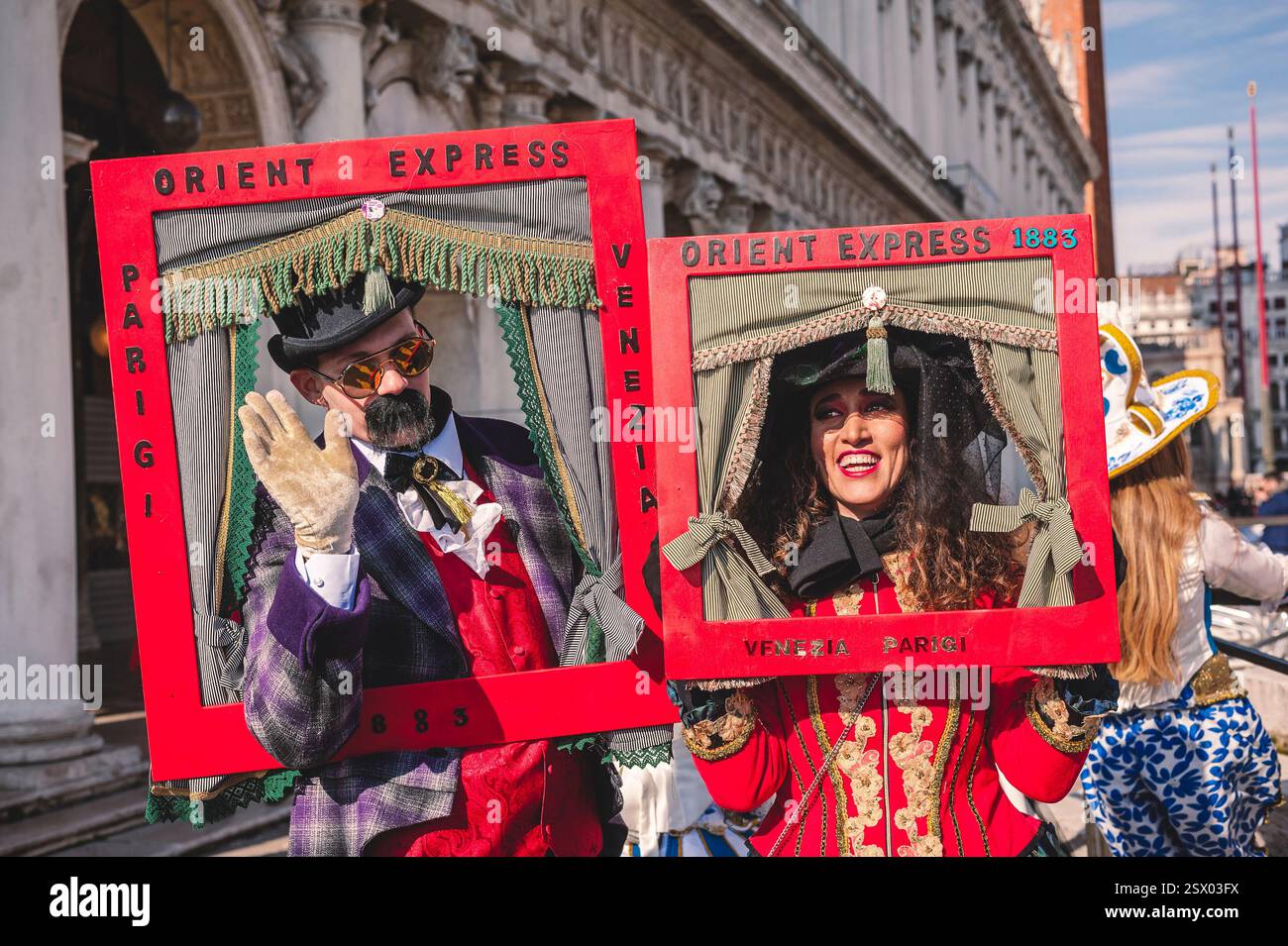 Couple of funny masks during the carnival in Venice theme Orient ...