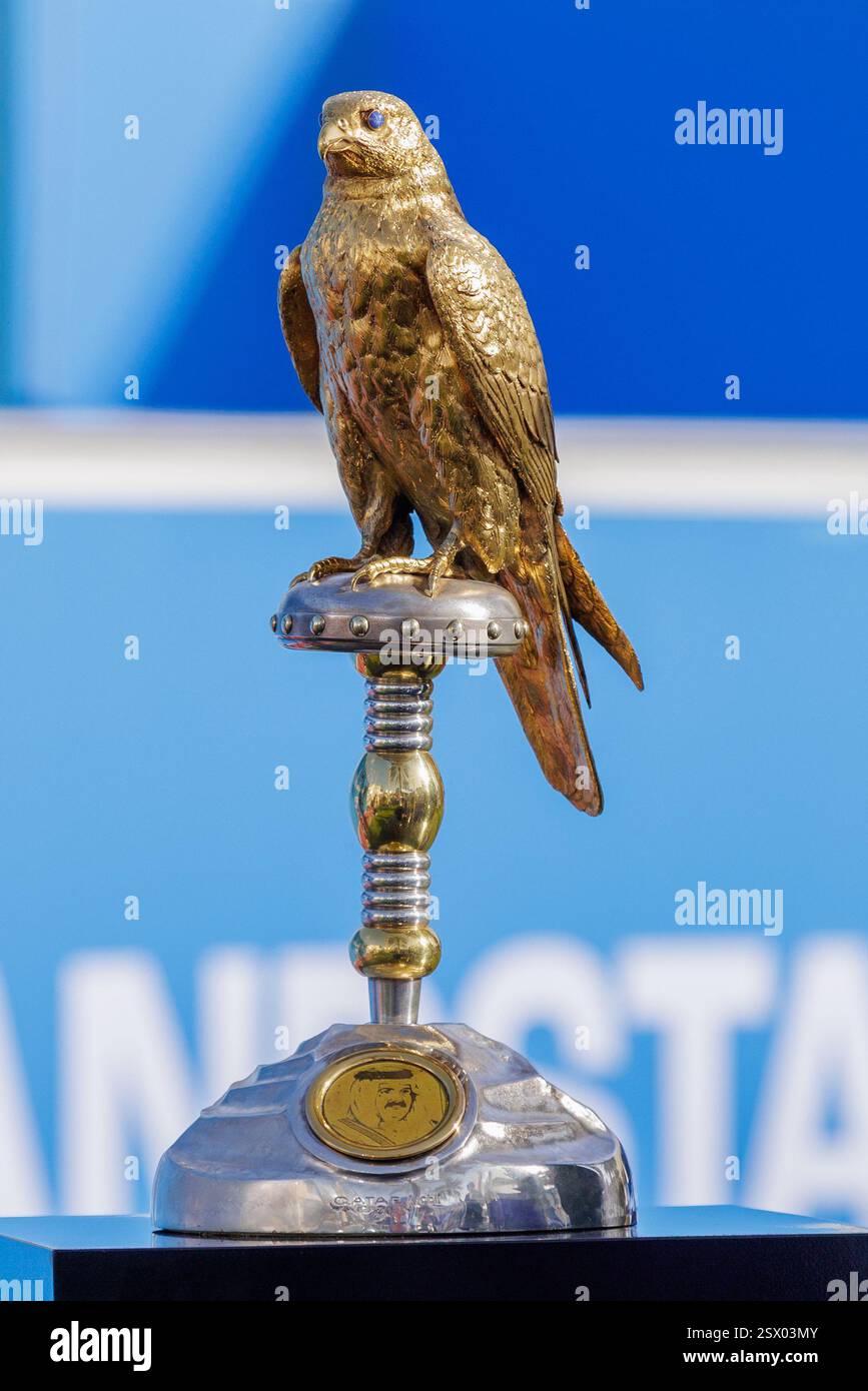 The Qatar ExxonMobil Trophy during the 2025 Qatar ExxonMobil Open, ATP ...