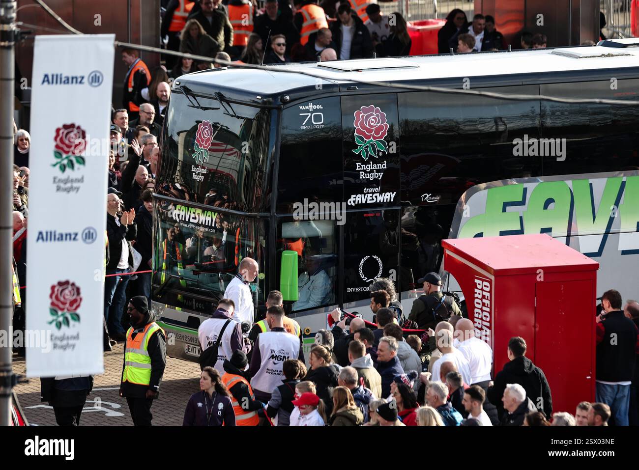 England team coach arrives during the 2025 Guinness 6 Nations match ...
