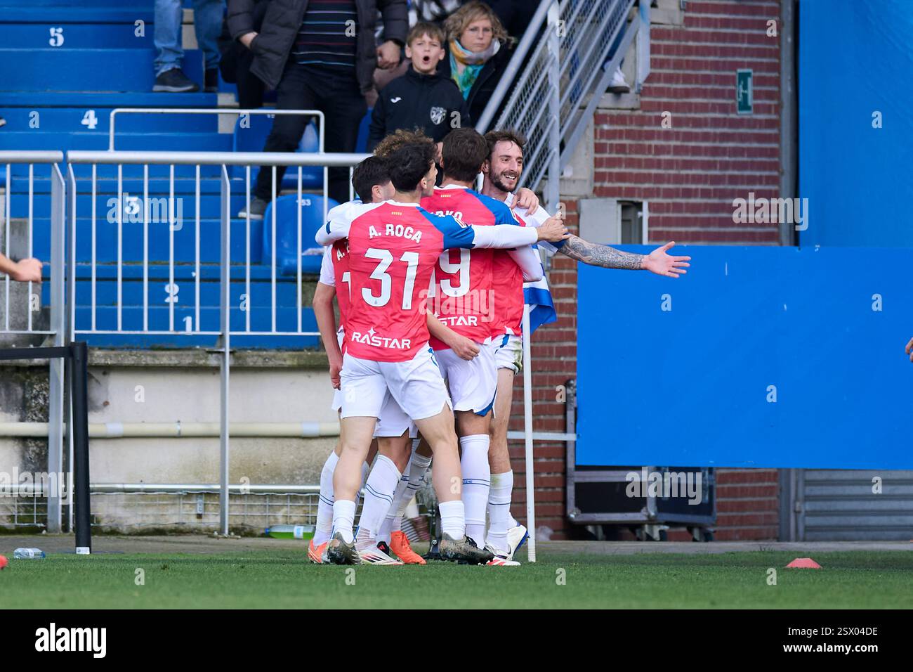 Fernando Calero of RCD Espanyol celebrates after scoring the team's ...
