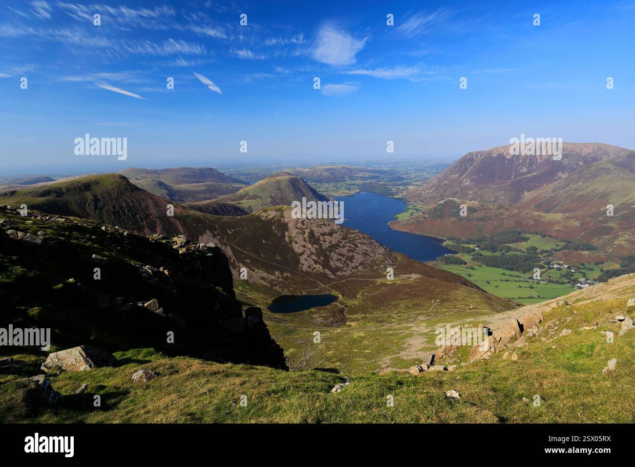 Autumn view over Crummock Water and Red Pike fell, Lake District ...