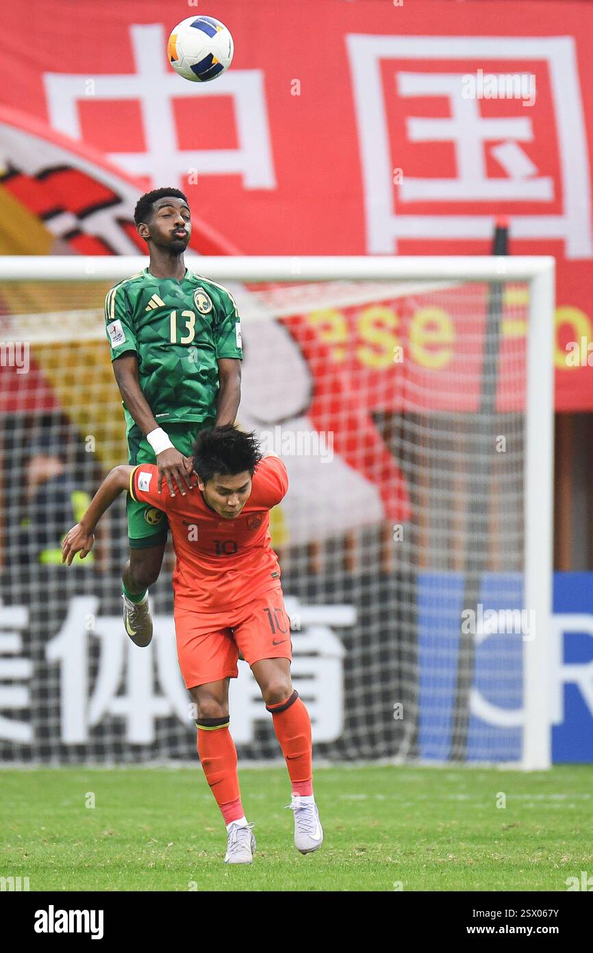 Shenzhen, China. 22 February, 2025. Bassam Hazzazi #13 of Saudi Arabia during the 2025 AFC U20 ...