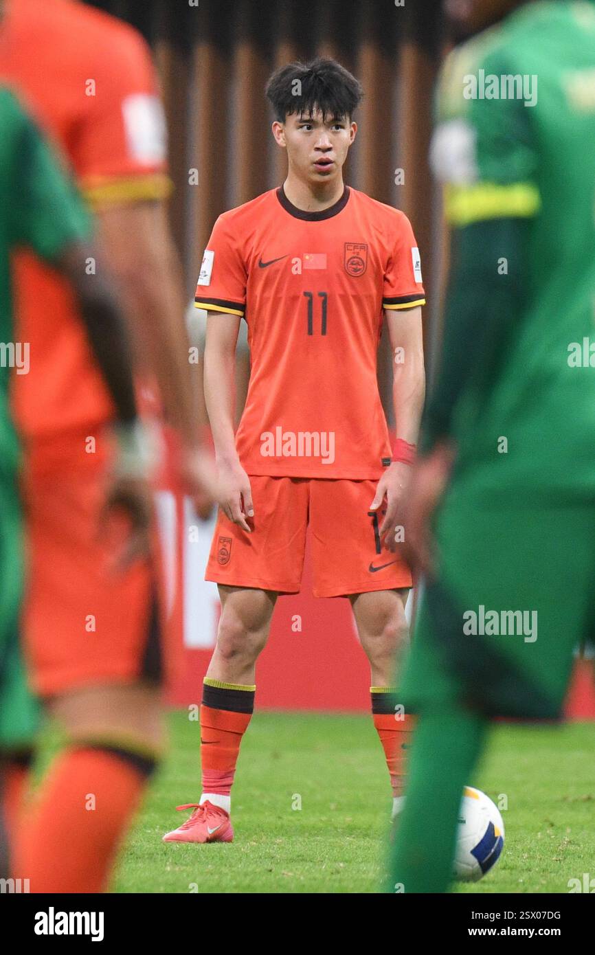Shenzhen, China. 22 February, 2025. Yudong Wang #11 of China during the 2025 AFC U20 Asian Cup ...