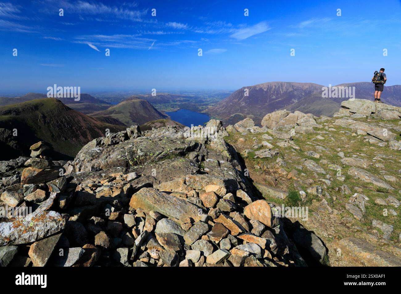 Walkers on High Stile fell above Buttermere, Lake District National ...