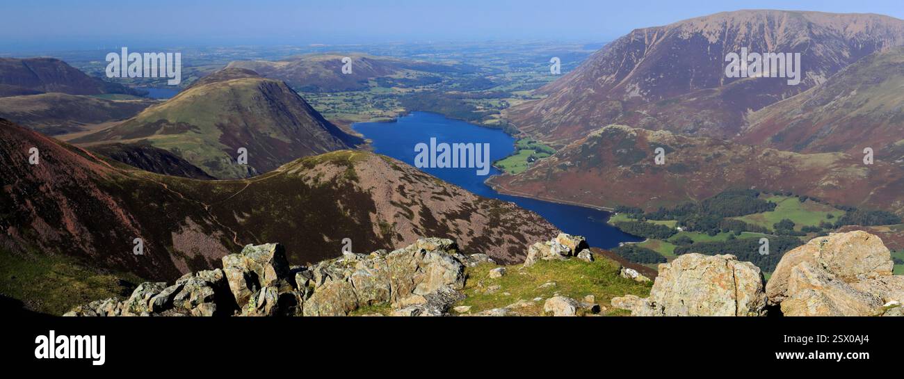 The summit cairn of High Stile fell above Buttermere, Lake District ...