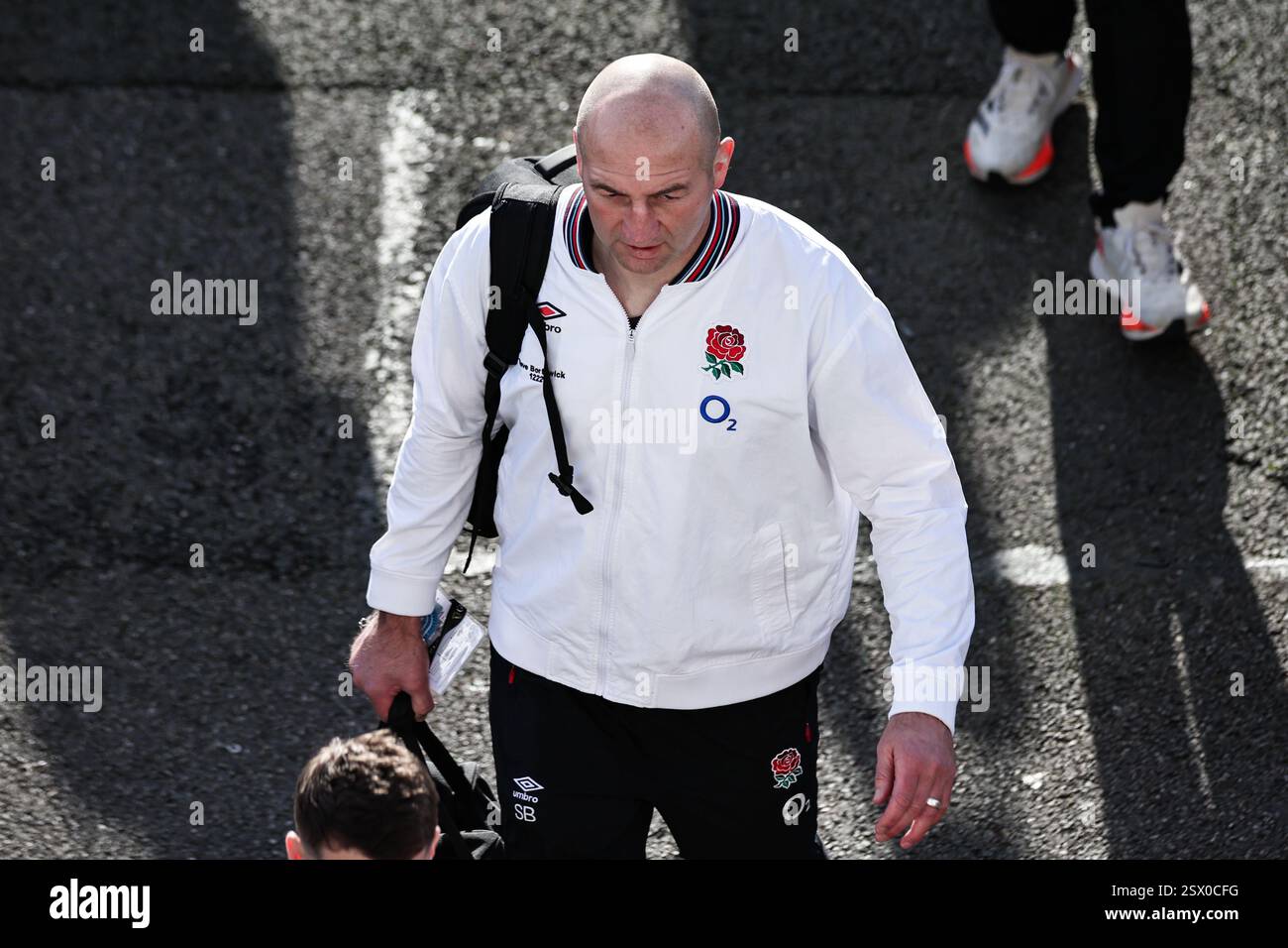 Twickenham, UK. 22nd Feb, 2025. Steve Borthwick Head Coach of England arrives during the 2025 ...