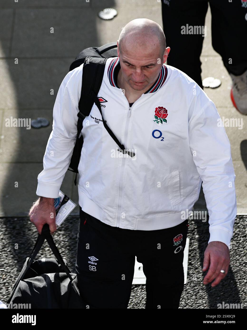 Twickenham, UK. 22nd Feb, 2025. Steve Borthwick Head Coach of England arrives during the 2025 ...