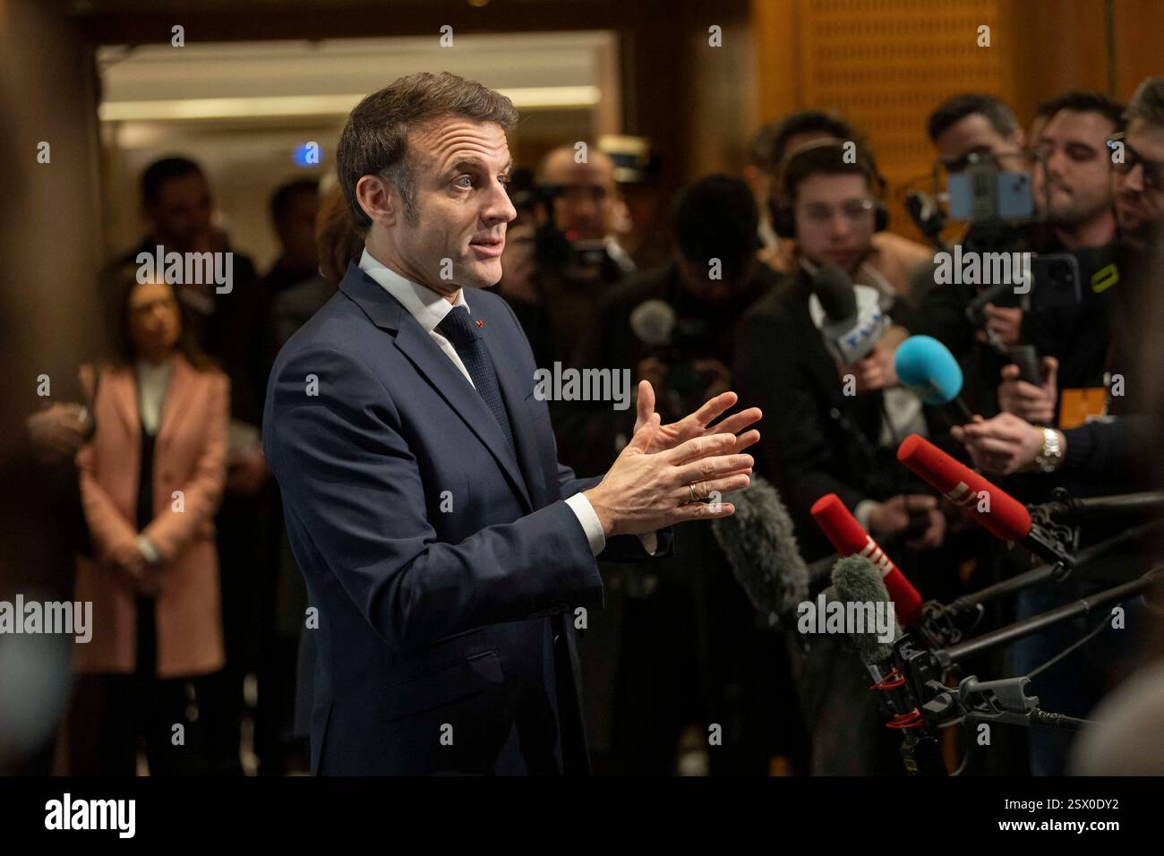 Paris, France. 22nd Feb, 2025. France's President Emmanuel Macron ...