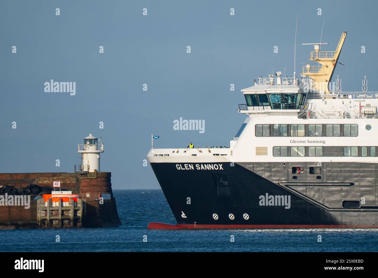 MV Glen Sannox arrives at Troon Ferry Terminal from Brodick on Arran ...