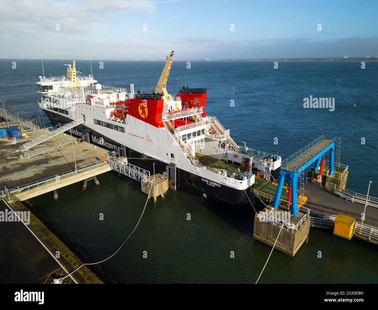 MV Glen Sannox arrives at Troon Ferry Terminal from Brodick on Arran ...