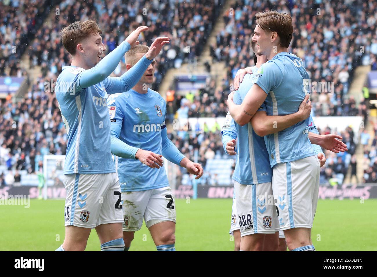 Coventry City's Jack Rudoni (right) celebrates scoring their side's ...