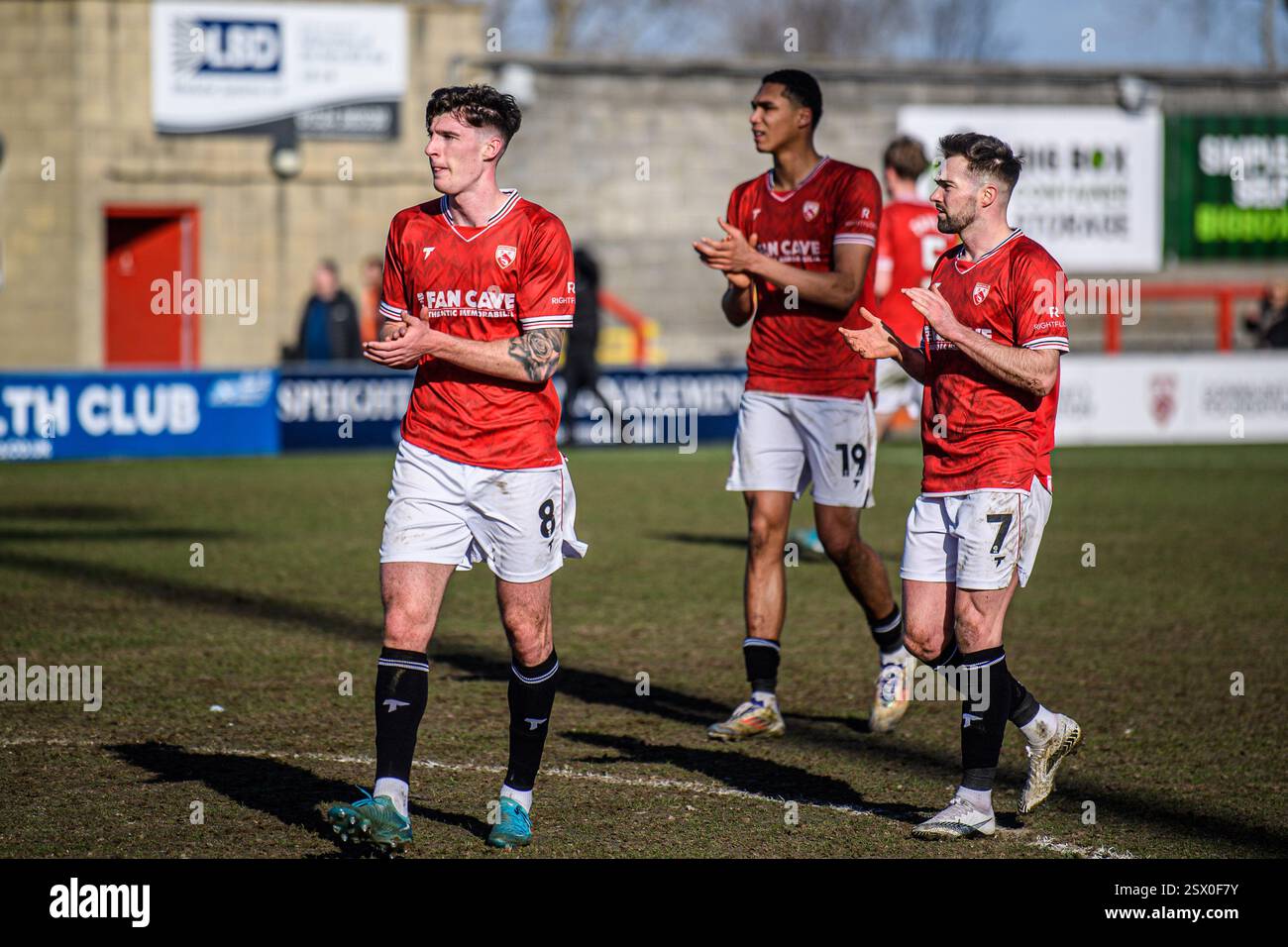 Morecambe FC players thanks the fans for their support during the Sky ...