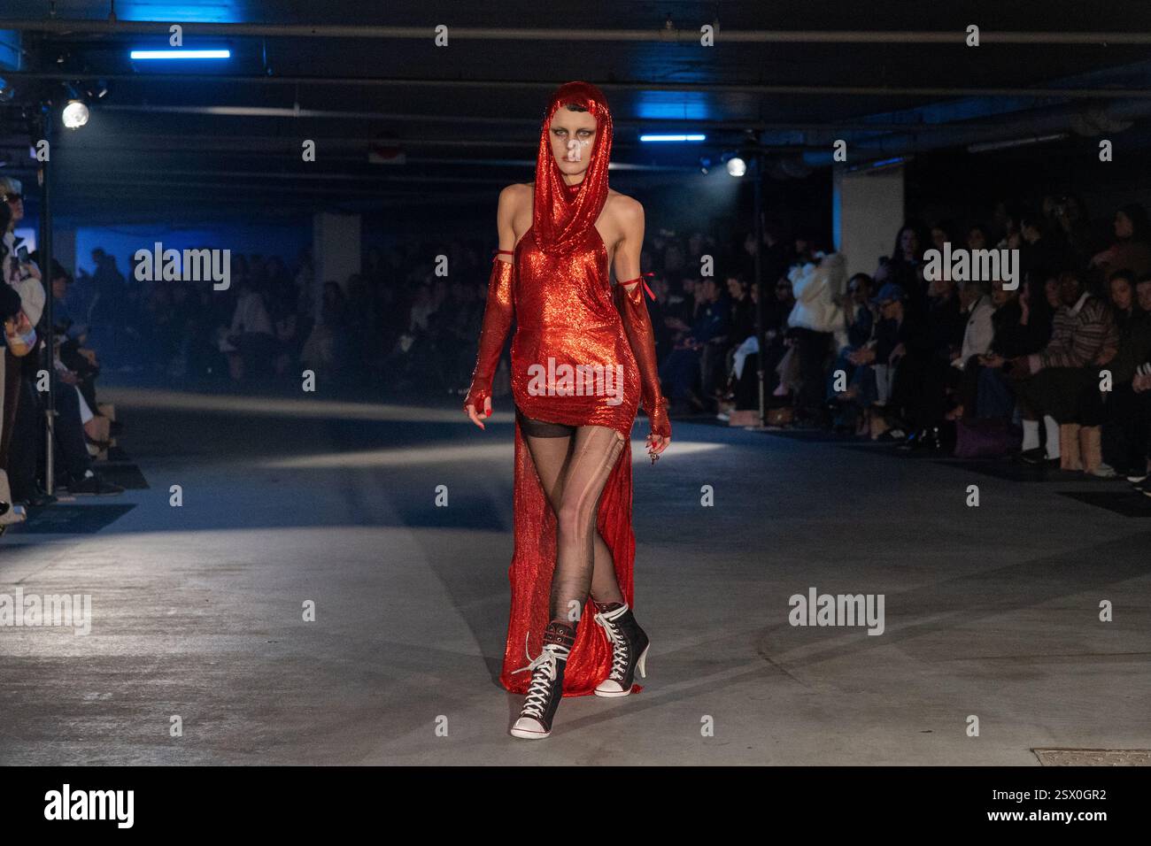 London, UK. Saturday February 22, 2025. A model on the catwalk at the ...