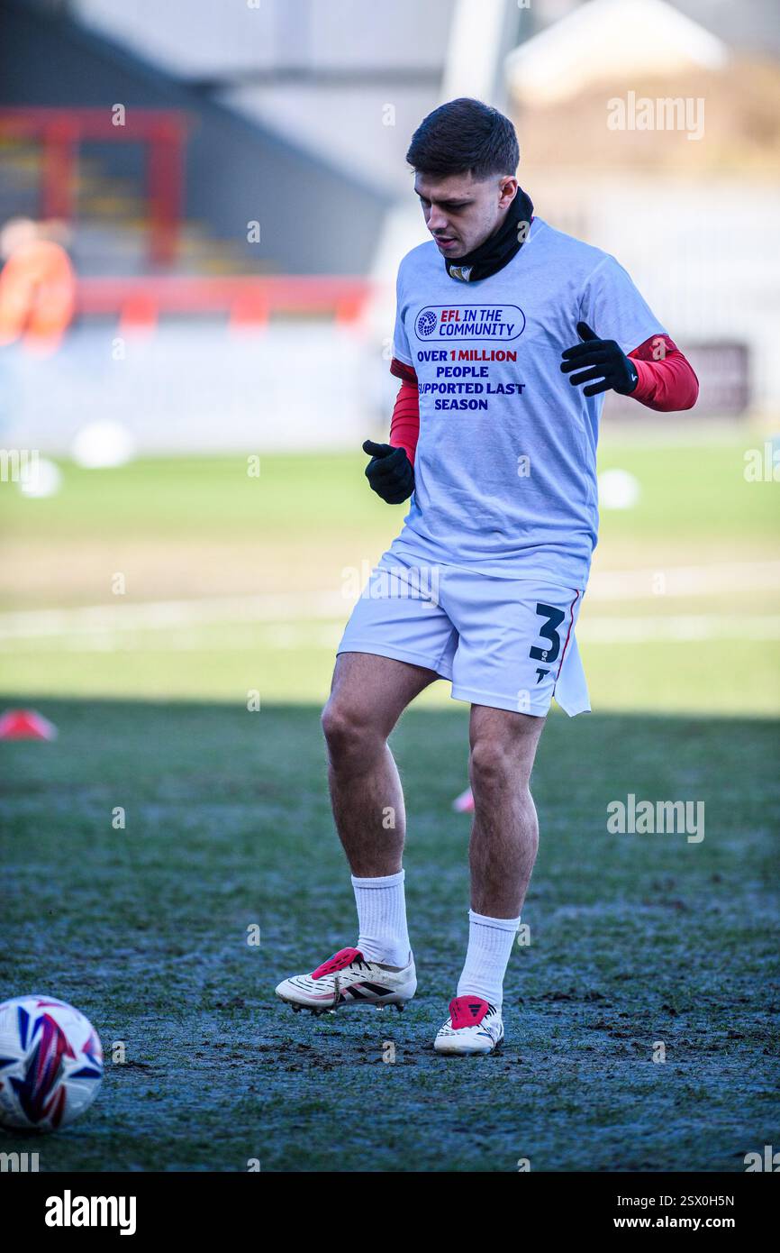 Morecambe FC's Adam Lewis in the warm up during the Sky Bet League 2 ...