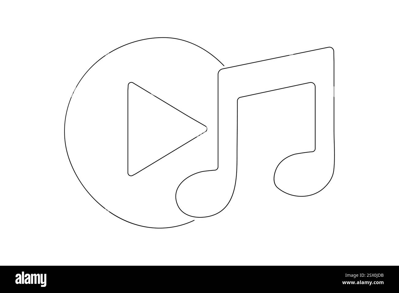 Music icon one line drawing of minimalist vector icon with black and ...