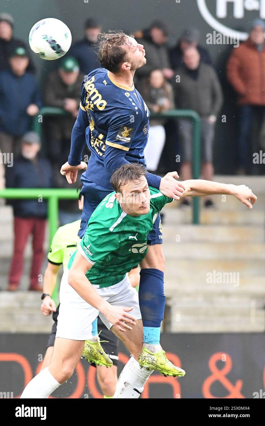 Beveren's Lennart Mertens and Lommel's Jesper Tolinsson pictured in ...