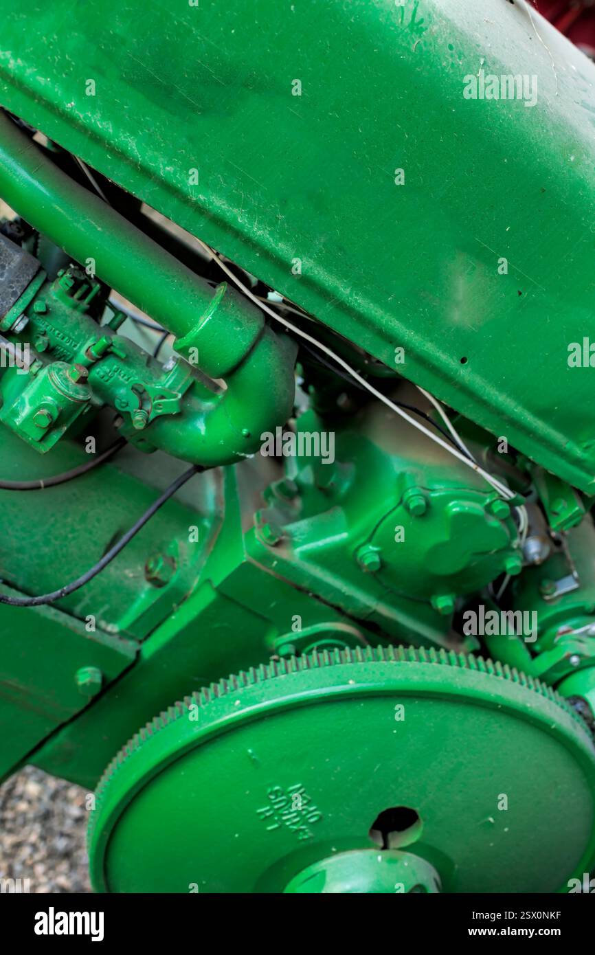 Green engine with a black label on the front. The engine is old Stock ...