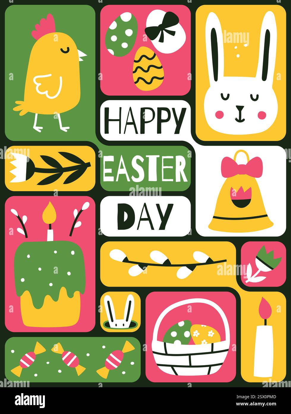 Happy Easter day. Geometric background, Easter card, banner design ...