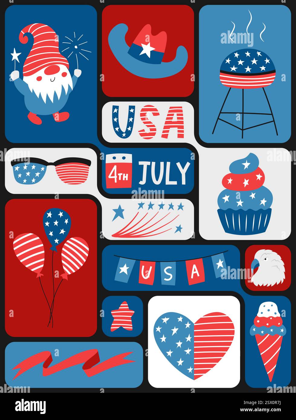 4th of July. USA Independence Day. Geometric pattern background with ...