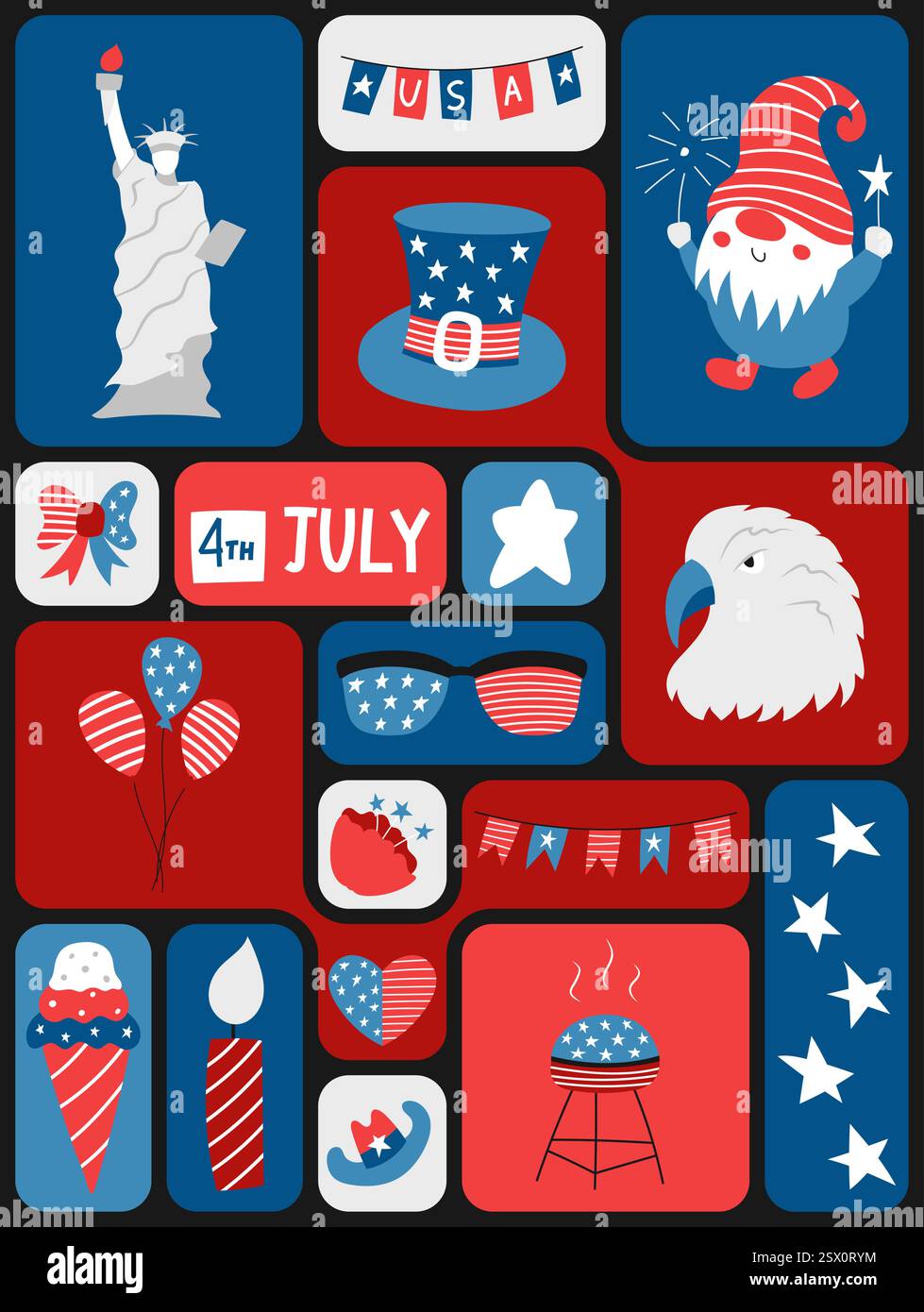 4th of July. USA Independence Day. Geometric pattern background with ...