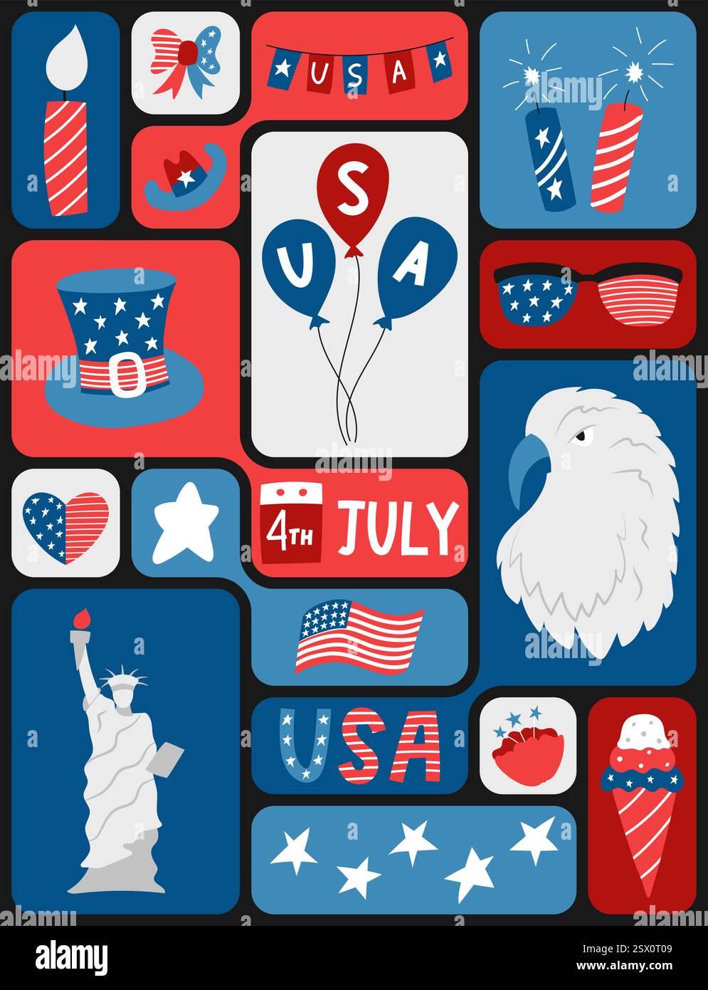 4th of July. USA Independence Day. Geometric pattern background with ...