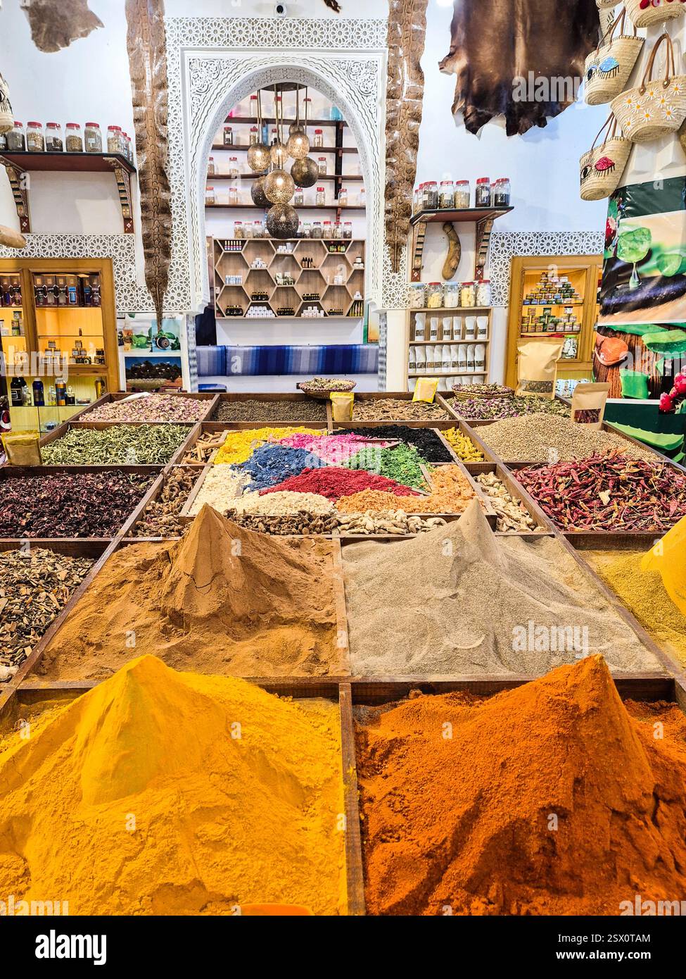 Morocco, Fes, spice and oli shop Stock Photo - Alamy