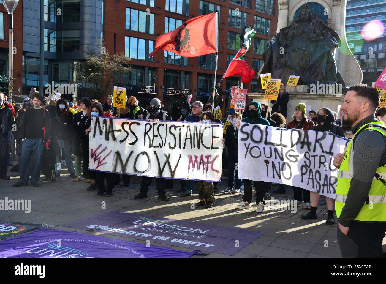 Manchester, UK, 22nd February, 2025. An anti-far right and anti racist ...