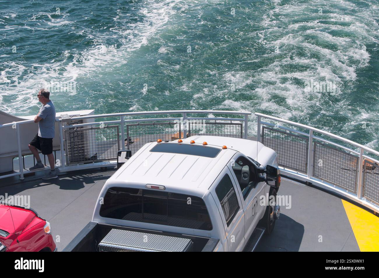 Oak Bluffs, Massachusetts. May 22, 2022. cars on the woods hole ferry ...