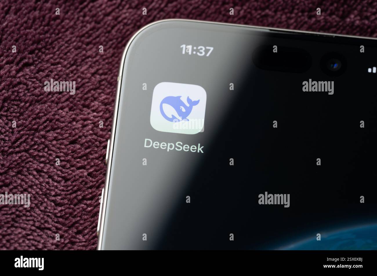 New York, USA - February 19, 2025: Deepseek AI Assistant icon on ...