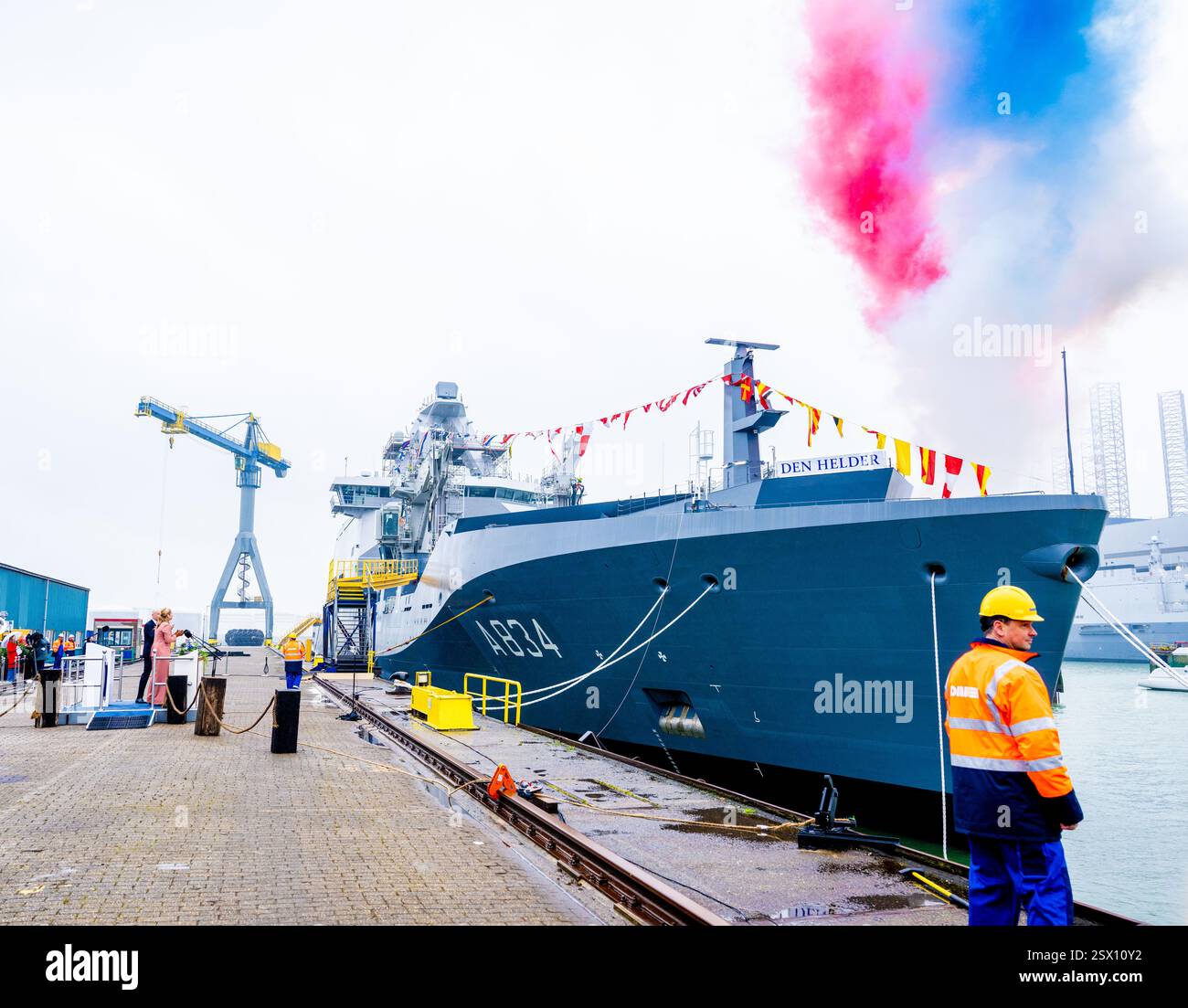 Princess Amalia at the christening of the Combat Support Ship Den ...